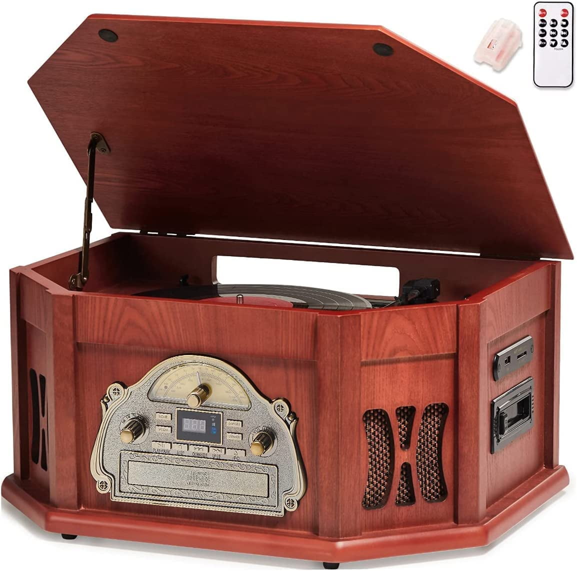10-in-1 Record Player, Nostalgic Turntable for Vinyl Record with ...