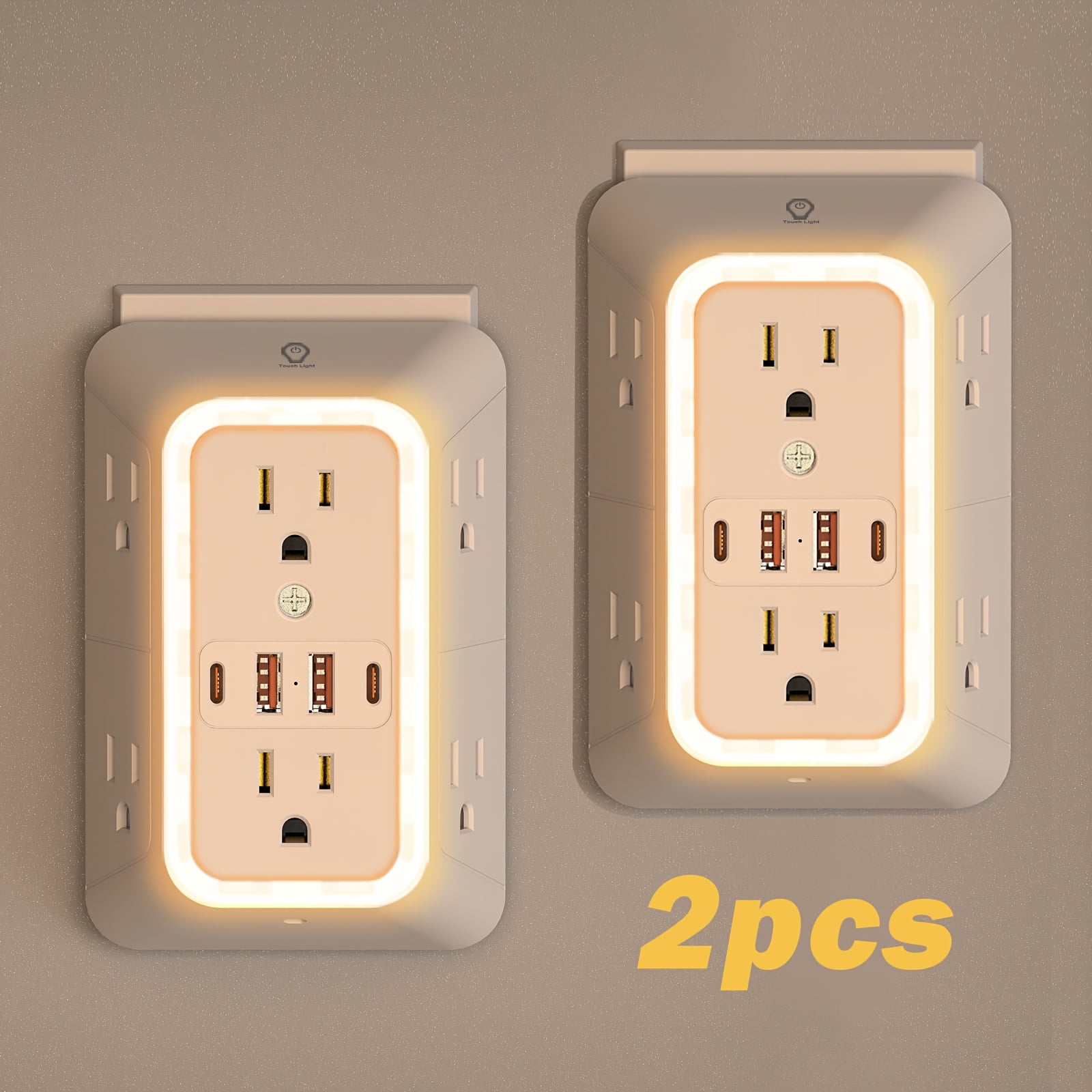 10-in-1 Smart USB Wall Charger Surge Protector with Night Light, 6 AC ...