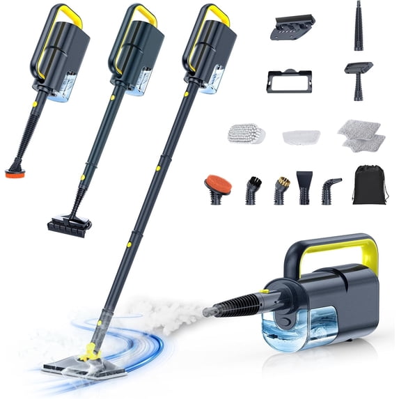 10-in-1 Steam Mop with Detachable Handheld Steamer, 350ml Tank, 10s ...