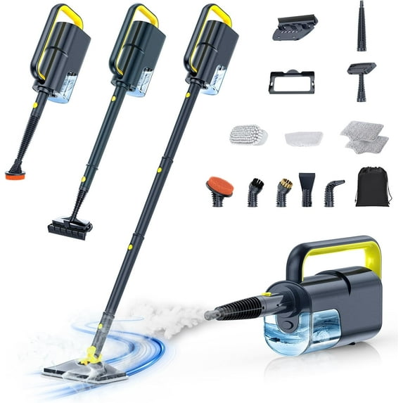 10-in-1 Steam Mop with Detachable Handheld Steamer, 350ml Tank, 10s ...