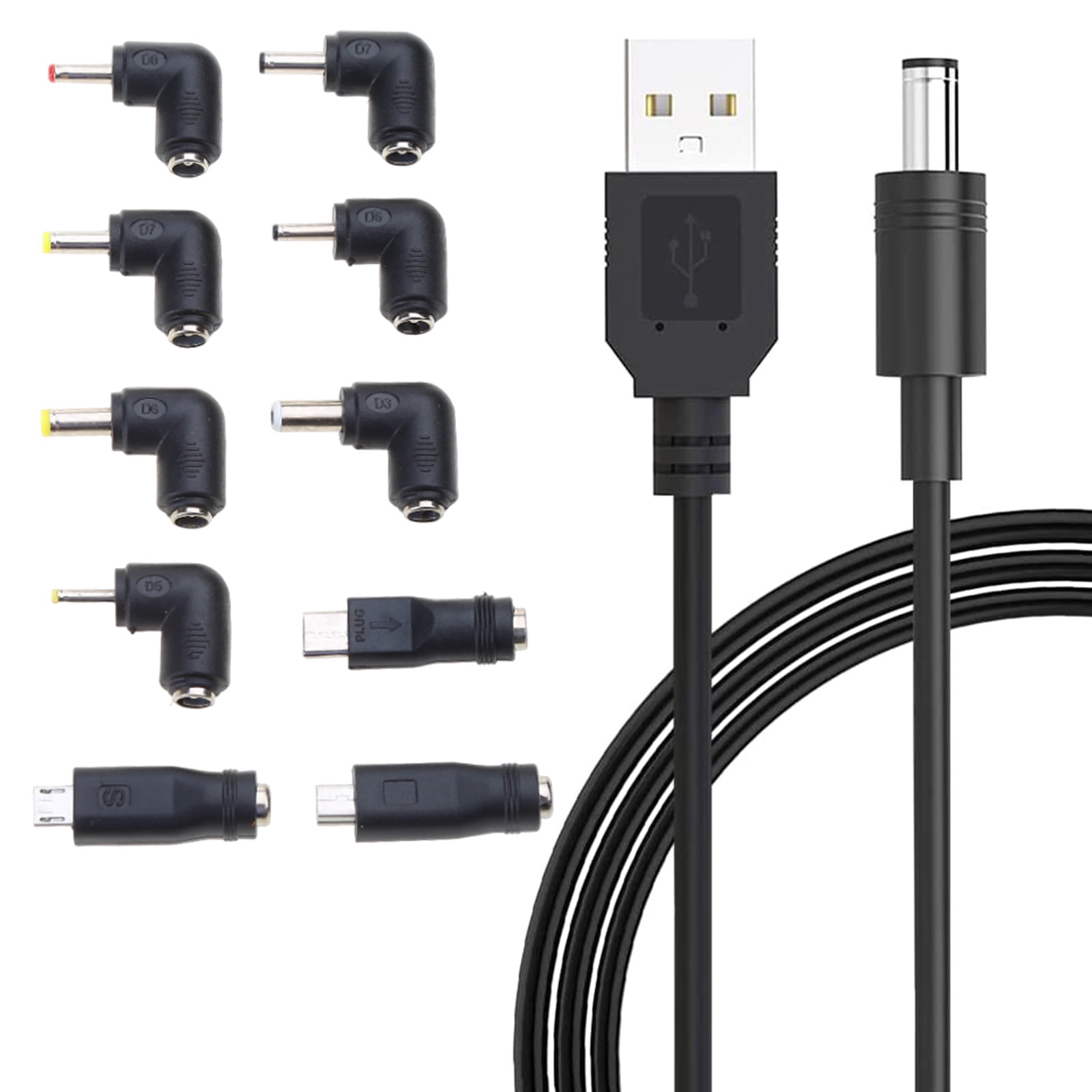 10 in 1 USB to DC5V Power Cable Kit with DC4017 5525 1735 TypeC Plugs ...