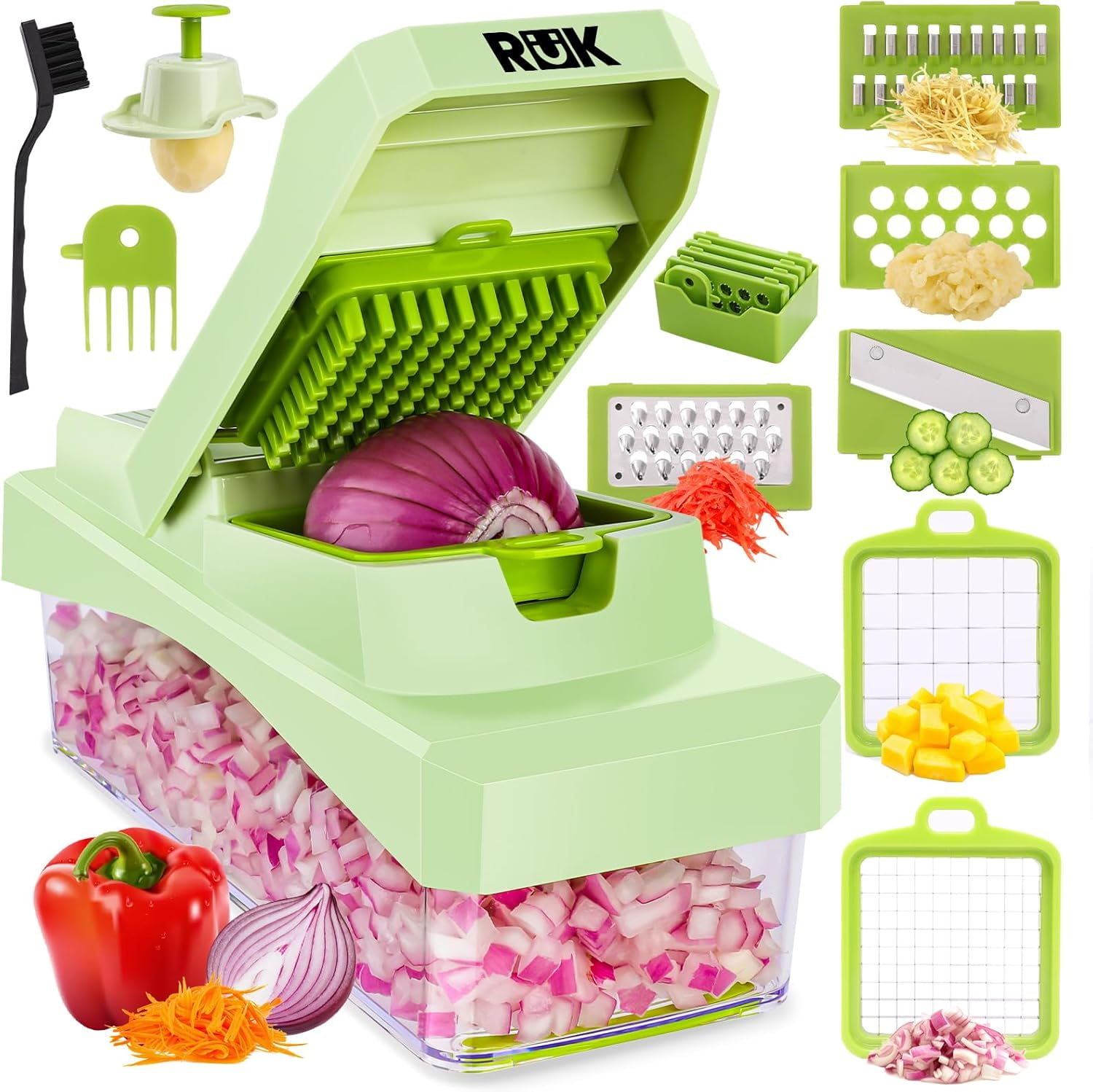 10-in-1 Ve table Chopper – 6 Blade Veggie Chopper with Container, Food ...