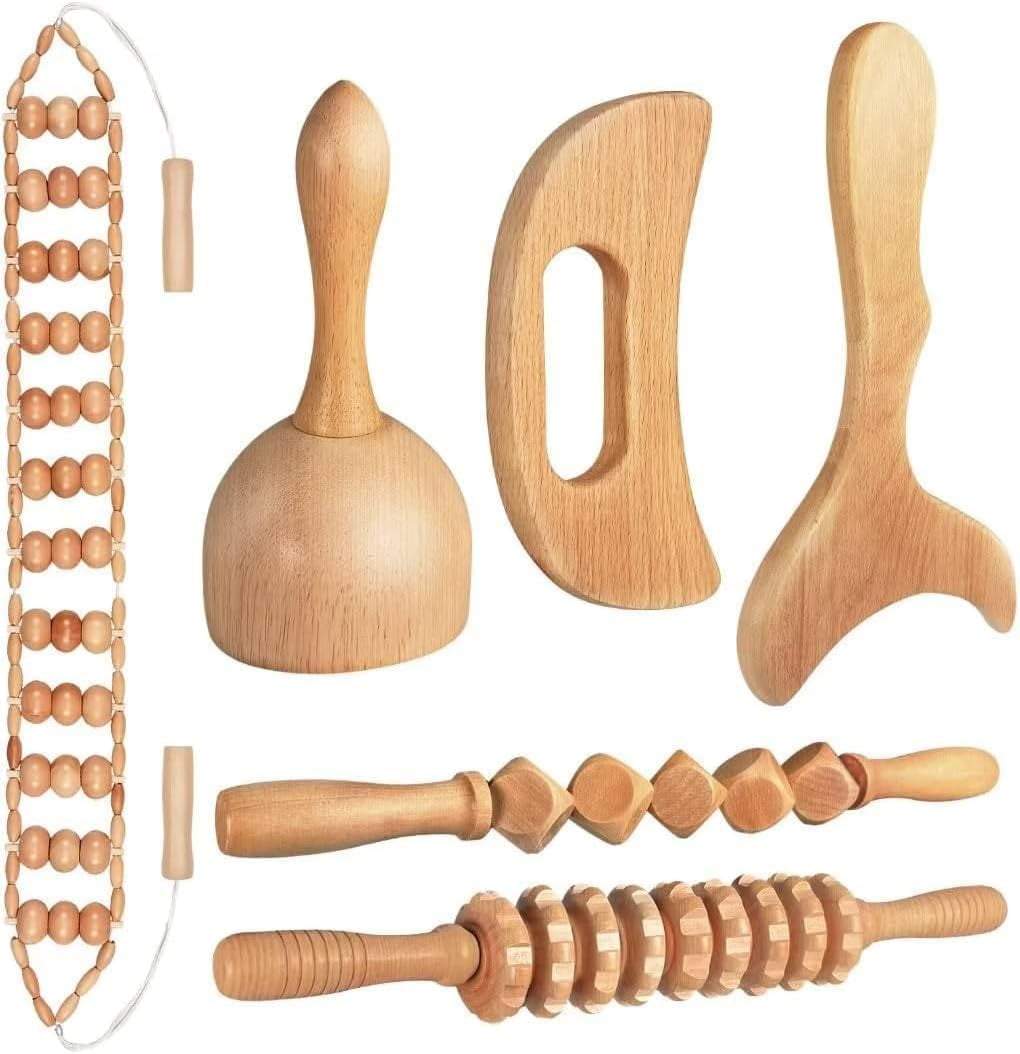 10-in-1 Wood Therapy Massage Tools Gua Sha Wooden Massager for Body ...