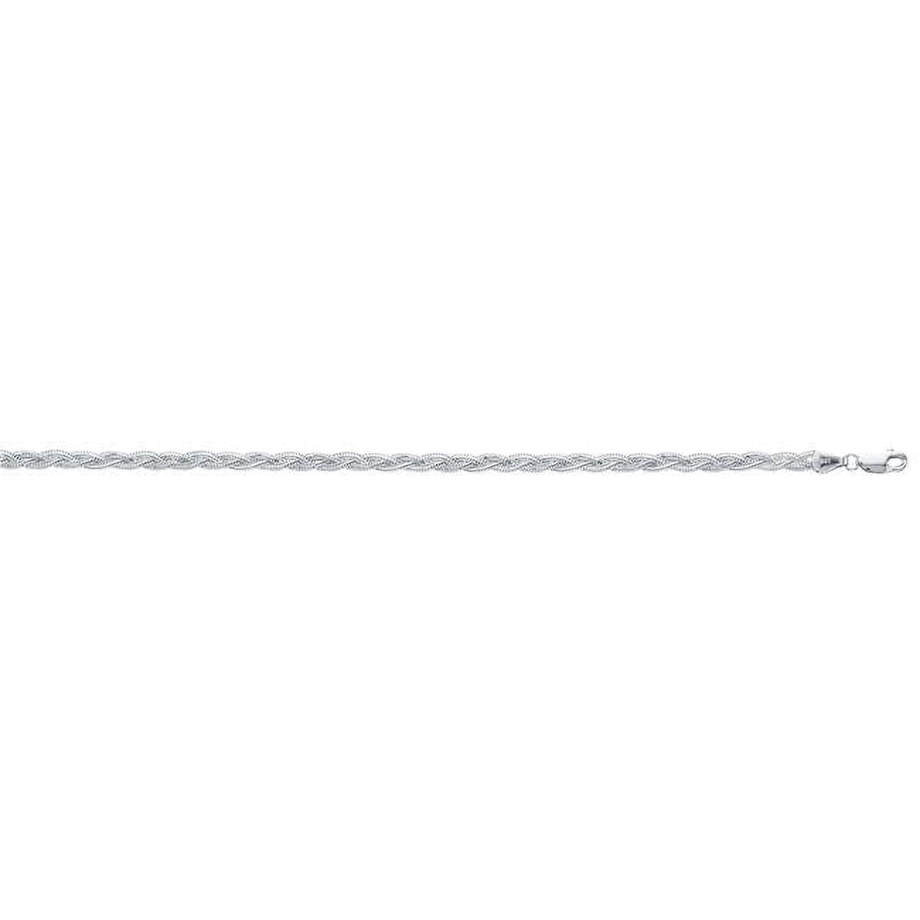 10 in. 14K White Gold Diamond Cut Textured Braided Fox Chain with Lobster Clasp - Walmart.com