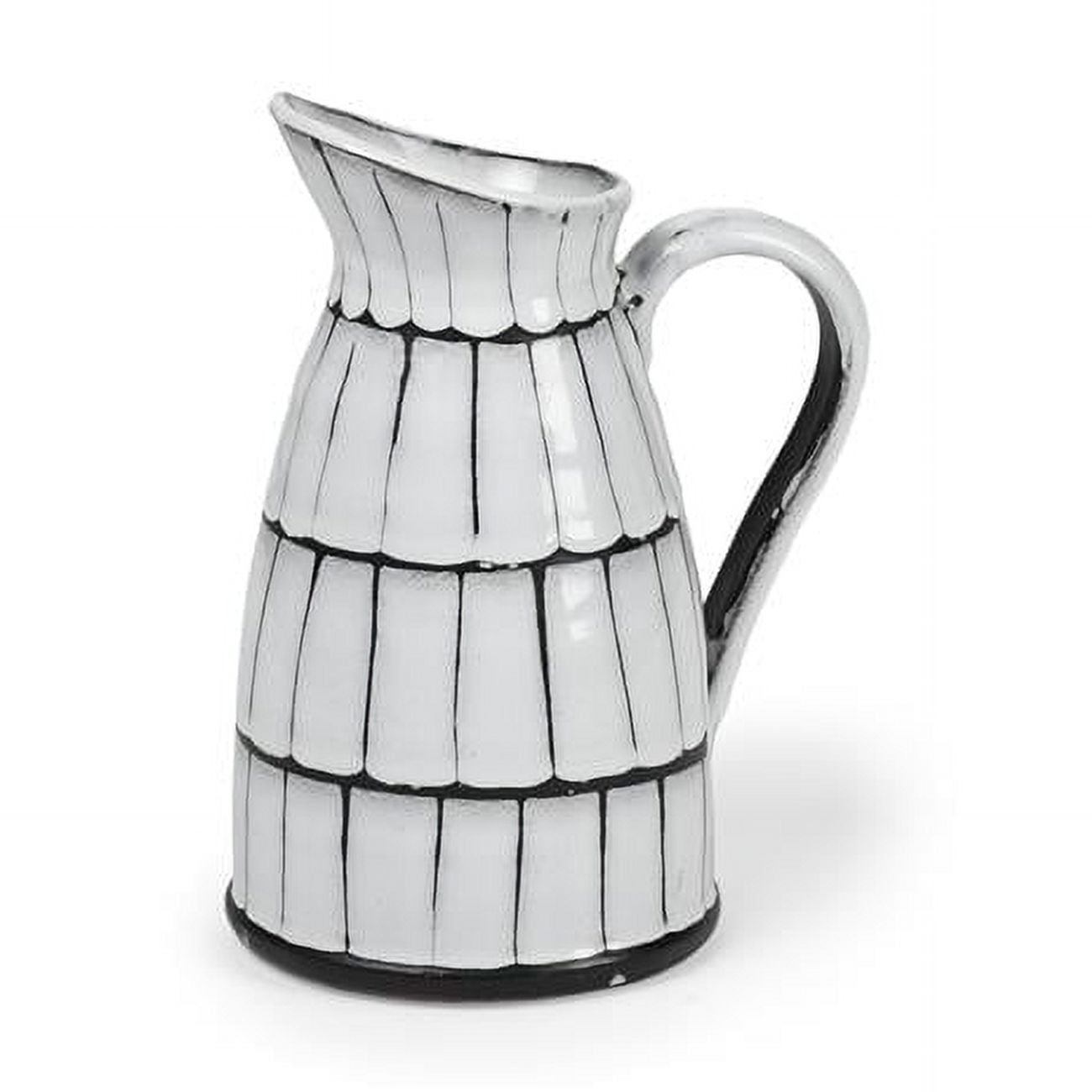 10 in. Artisan Glaze Ceramic Pitcher, White & Black - Walmart.com