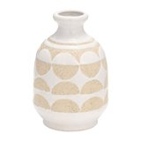 10 in. Ceramic Half Circles Vase, Ivory & Beige - Walmart.com