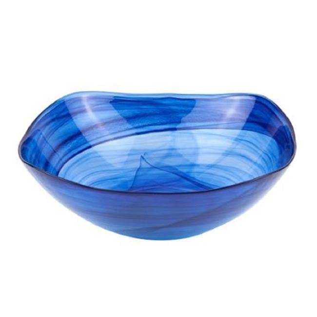 10 in. Contemporay Soft Square Blue Swirl Glass Bowl - Walmart.com