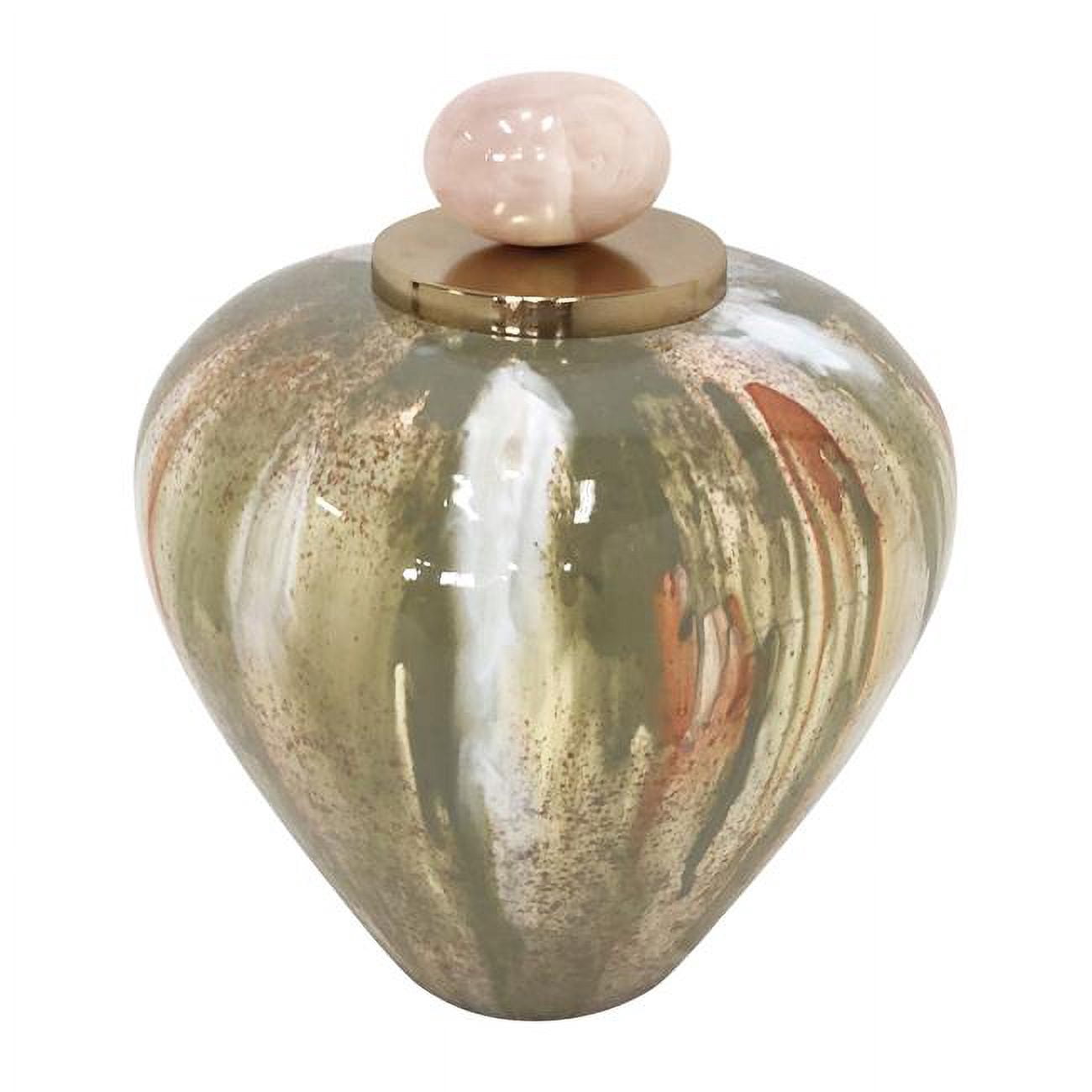 10 in. Glass Temple Vase with Resin Topper, Blush & Green - Walmart.com