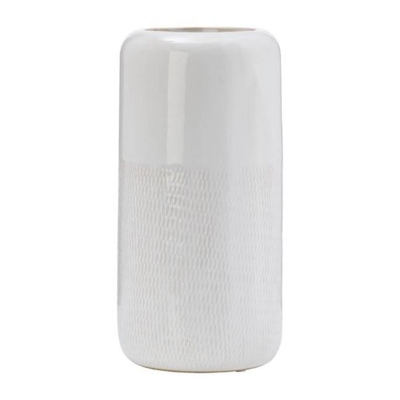 10 in. Grooved Ceramic Vase, Ivory & Beige - Walmart.com