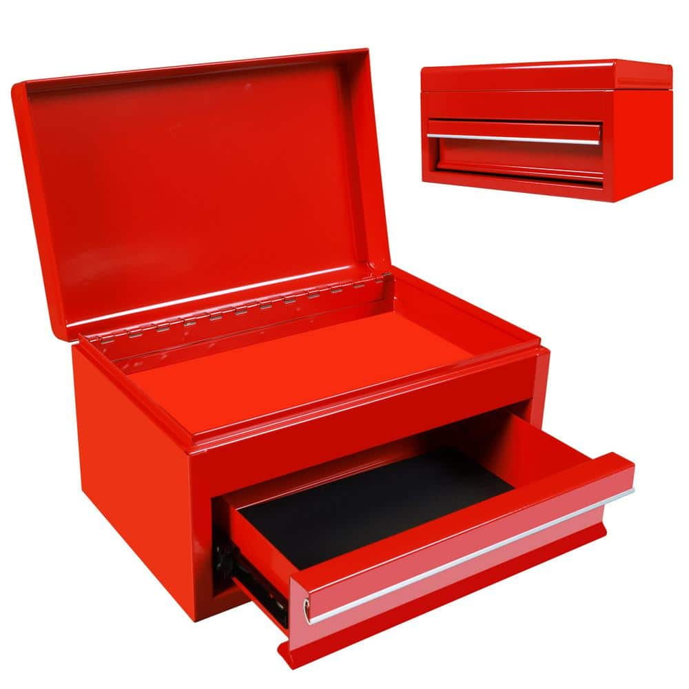 10 in. Mini Portable Steel Tool Box with Drawer for Home, Garage or ...