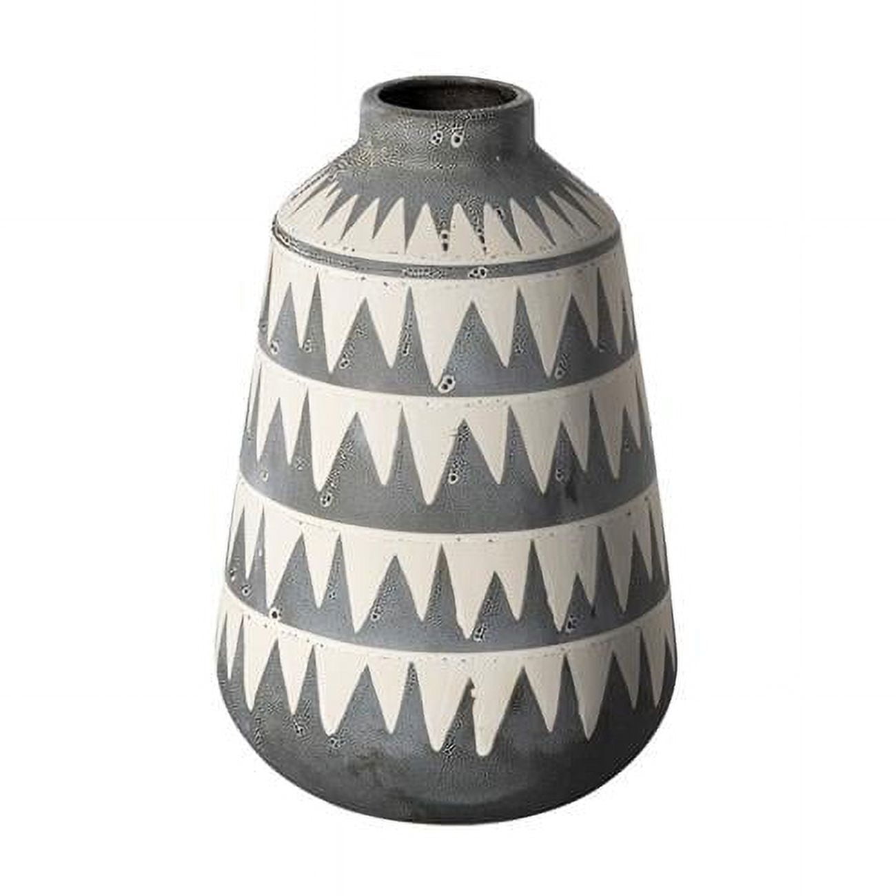 10 in. Triangle Pattern Ceramic Vase, Gray & Ivory - Walmart.com