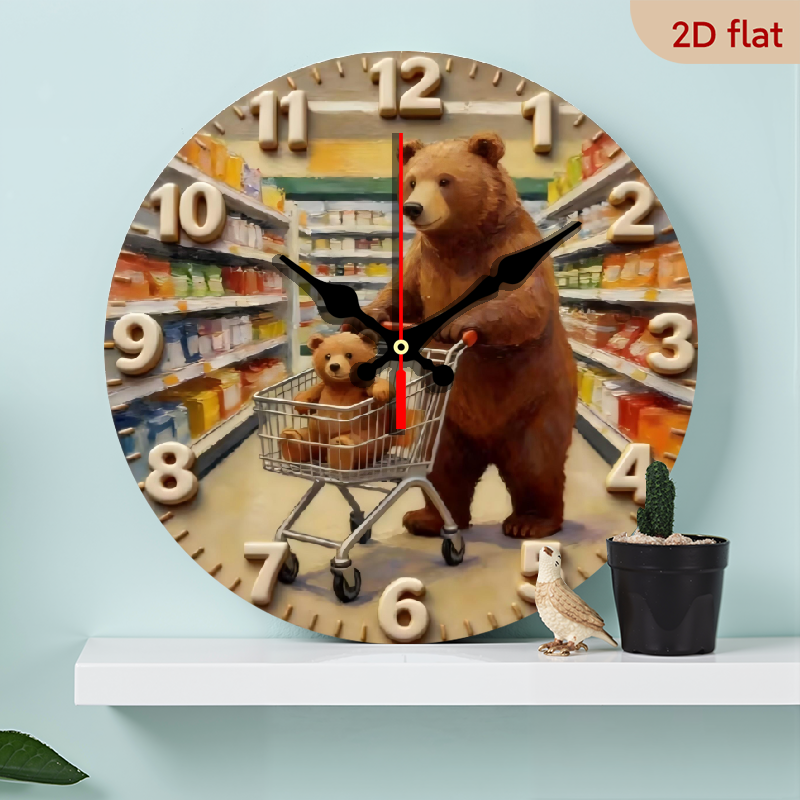 10-inch 2D flat "Bear Shopping at the Supermarket" theme wooden ...