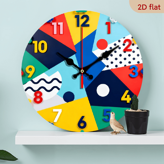 10-inch 2D flat "Colorful Pattern Assembly" theme, wooden circular ...