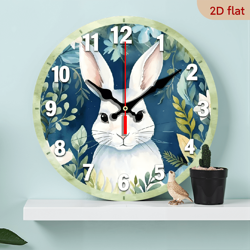 10-inch 2D flat "Rabbits in the Wild" theme, wooden circular silent ...