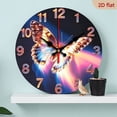 A 10-inch 2D flat wooden round wall clock, themed "Colorful Butterfly ...