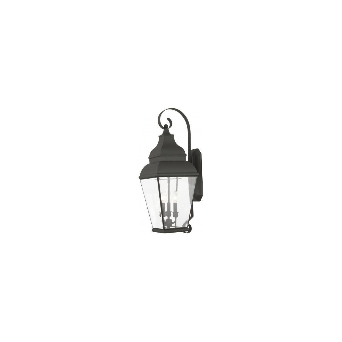 10 inch 3 Light Black Outdoor Wall Lantern Pendant Lighting Fixture with Clear Beveled Glass ...