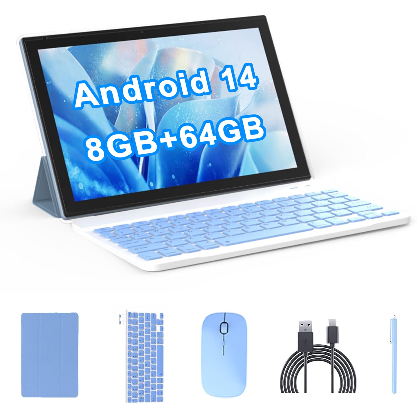 10 inch Android 14 Tablet with Keyboard, 2 in 1 Tablets Set Include ...