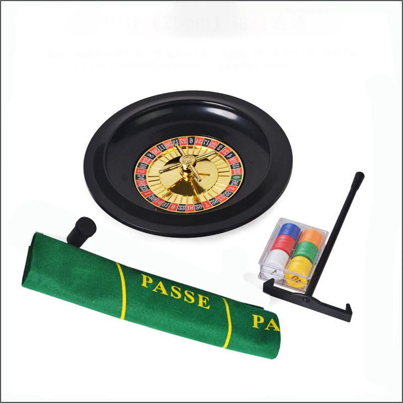 10 inch Casino Roulette Game Set with Table Cloth Poker Chips for Bar ...