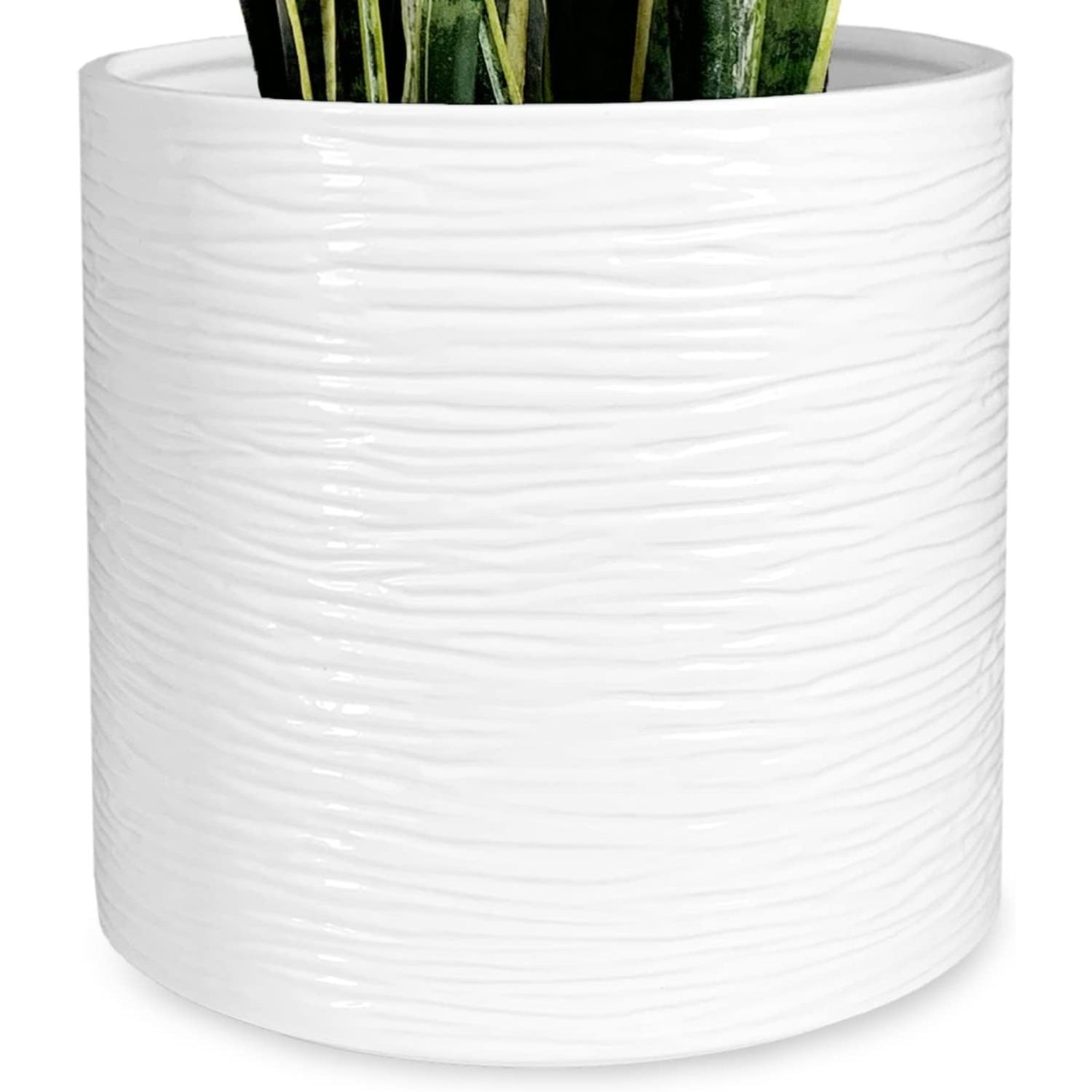 10 inch Ceramic Plant Pot, Indoor Outdoor White Flower Pot, Large ...