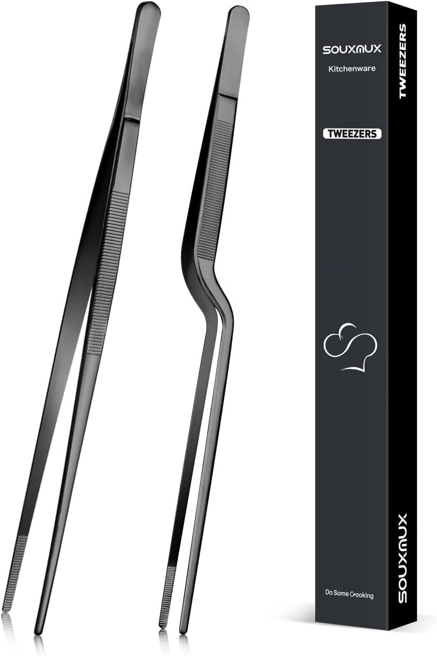 10-inch Cooking Tweezer and Offset Tweezer Set, Tongs Precision ...