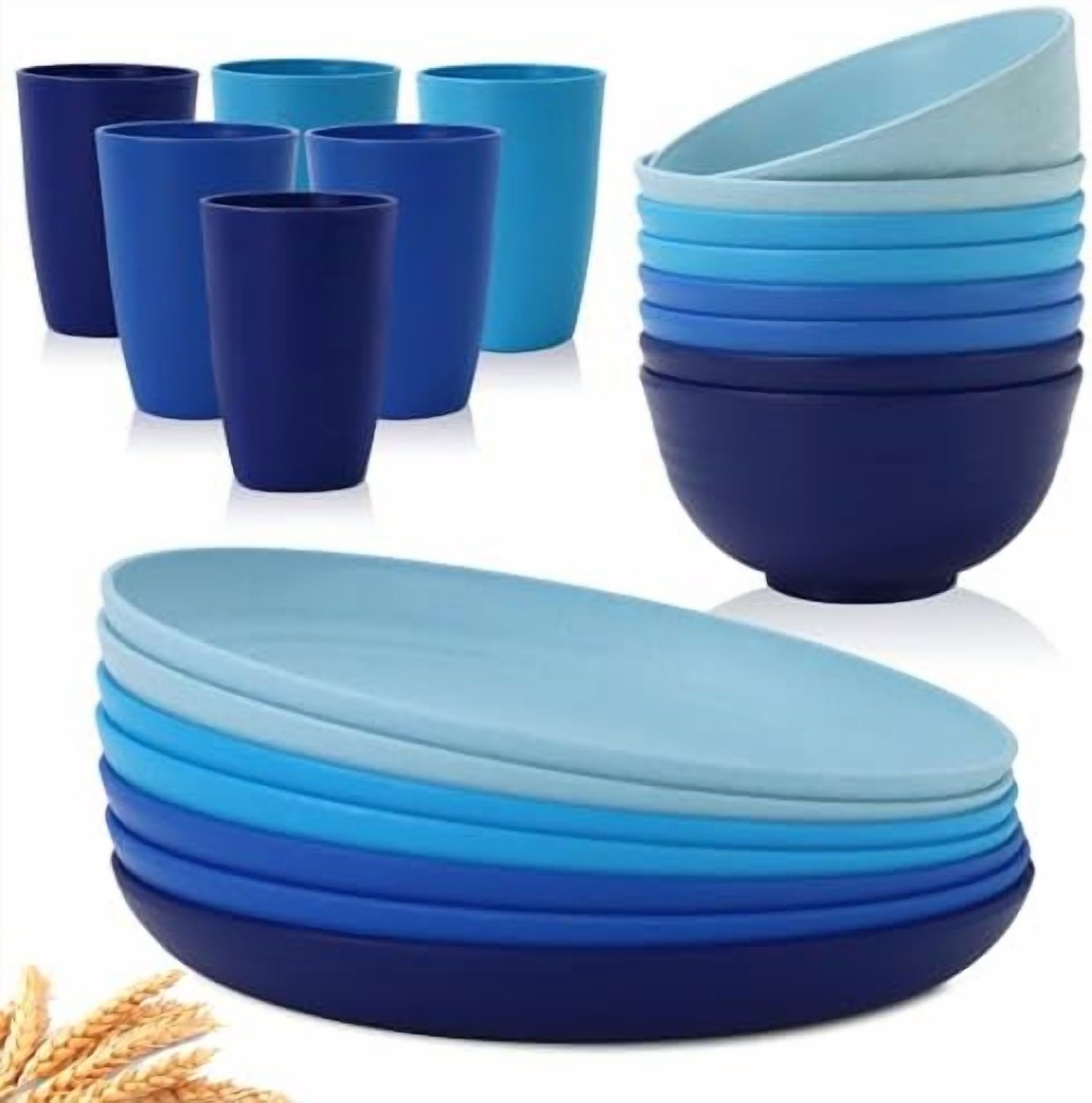 10 inch Dinner Plates & 12 OZ Wheat Straw Cups & 26 OZ Salad Bowls-22 ...