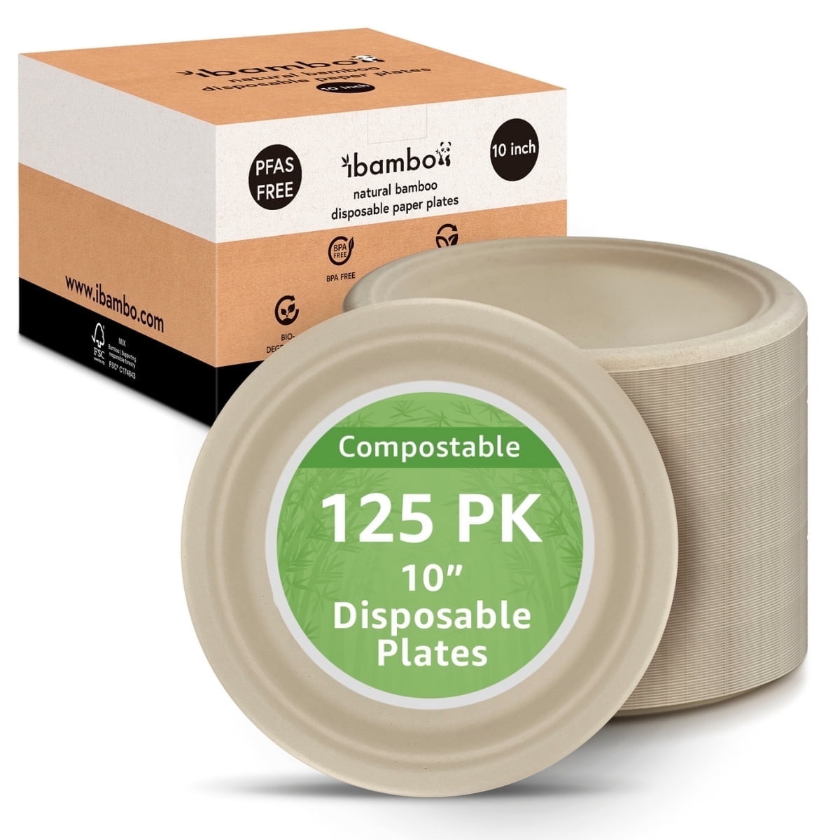 Ibambo Compostable Paper Plates, Biodegradable Paper Plates 10 inch ...