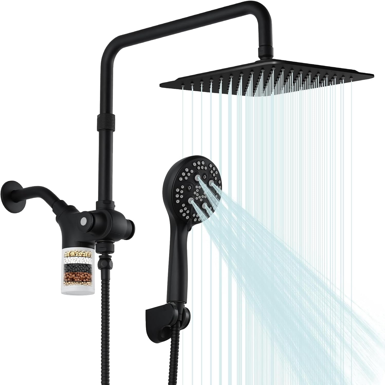 10 inch Filtered Shower Head,7 Settings High Pressure Dual Shower Heads ...