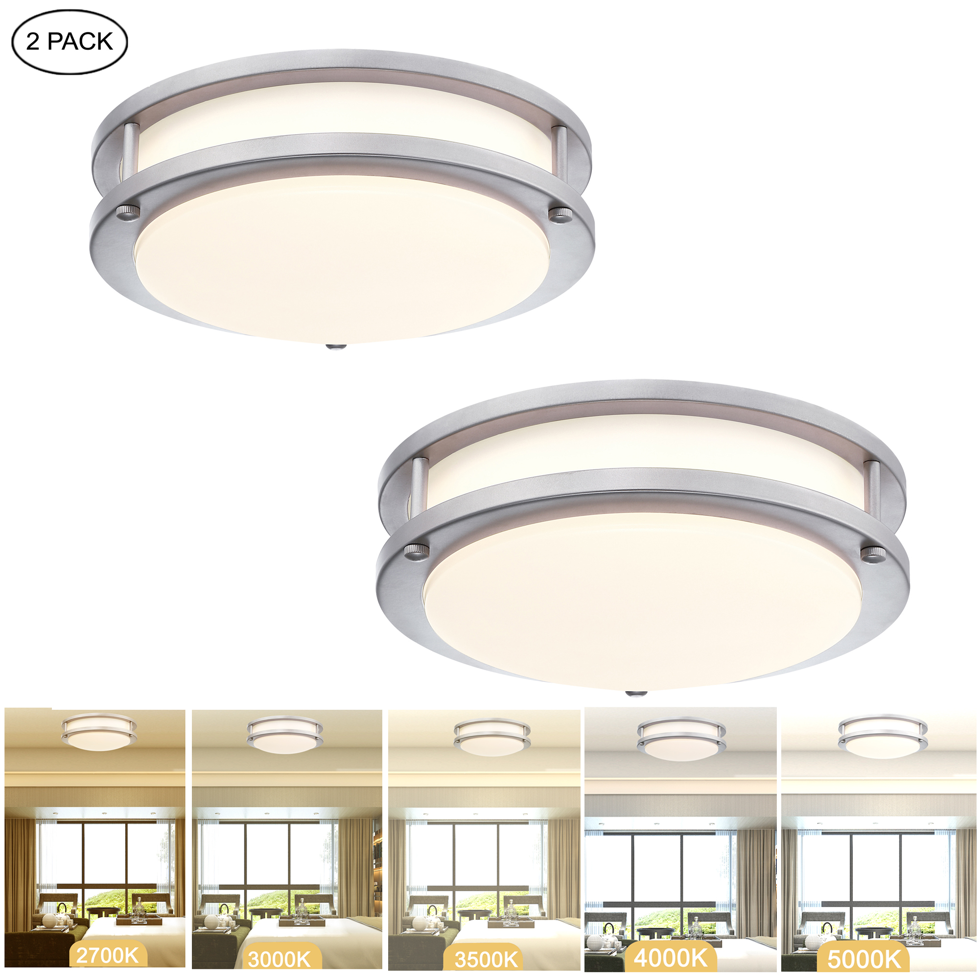 Luxrite 12 Inch LED Flush Mount Ceiling Light, Color Temperature ...