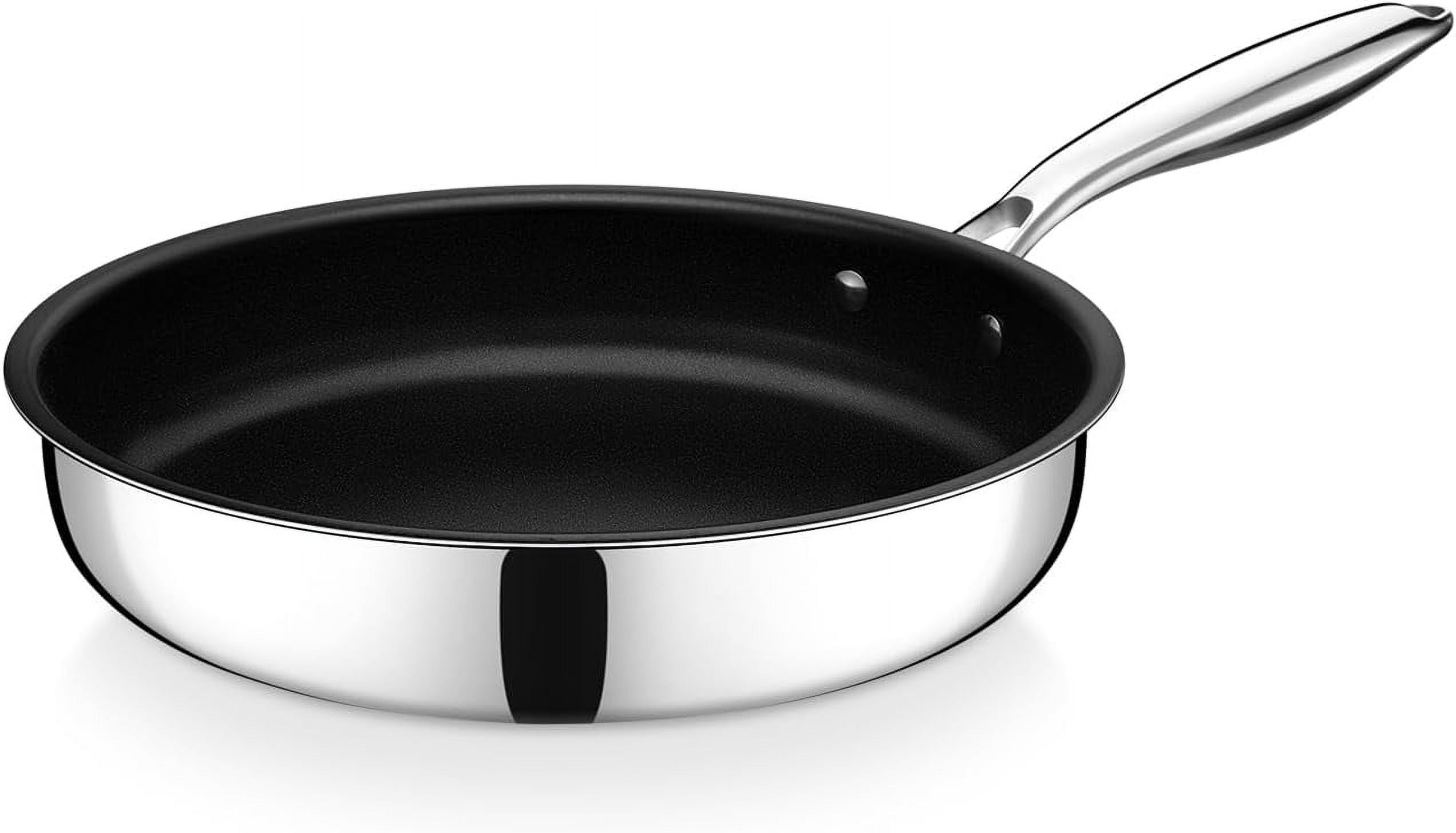 10 inch Nonstick Frying Pan, Tri-ply Stainless Steel Skillet Fry Pan ...