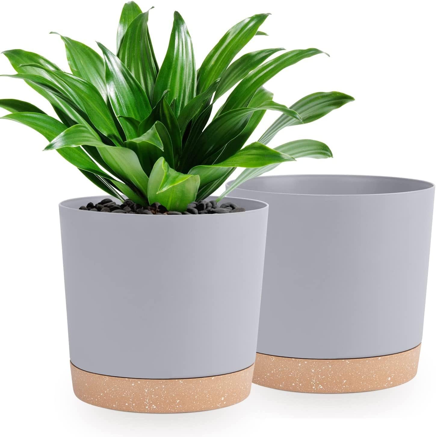 10 inch Plant Pot, 2 Pack Planters for Indoor Plants with Drainage ...