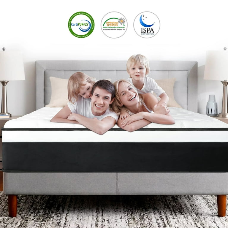 10 inch Queen Mattress in A Box Gel Memory Foam and Pocket Spring Hybrid Mattress White