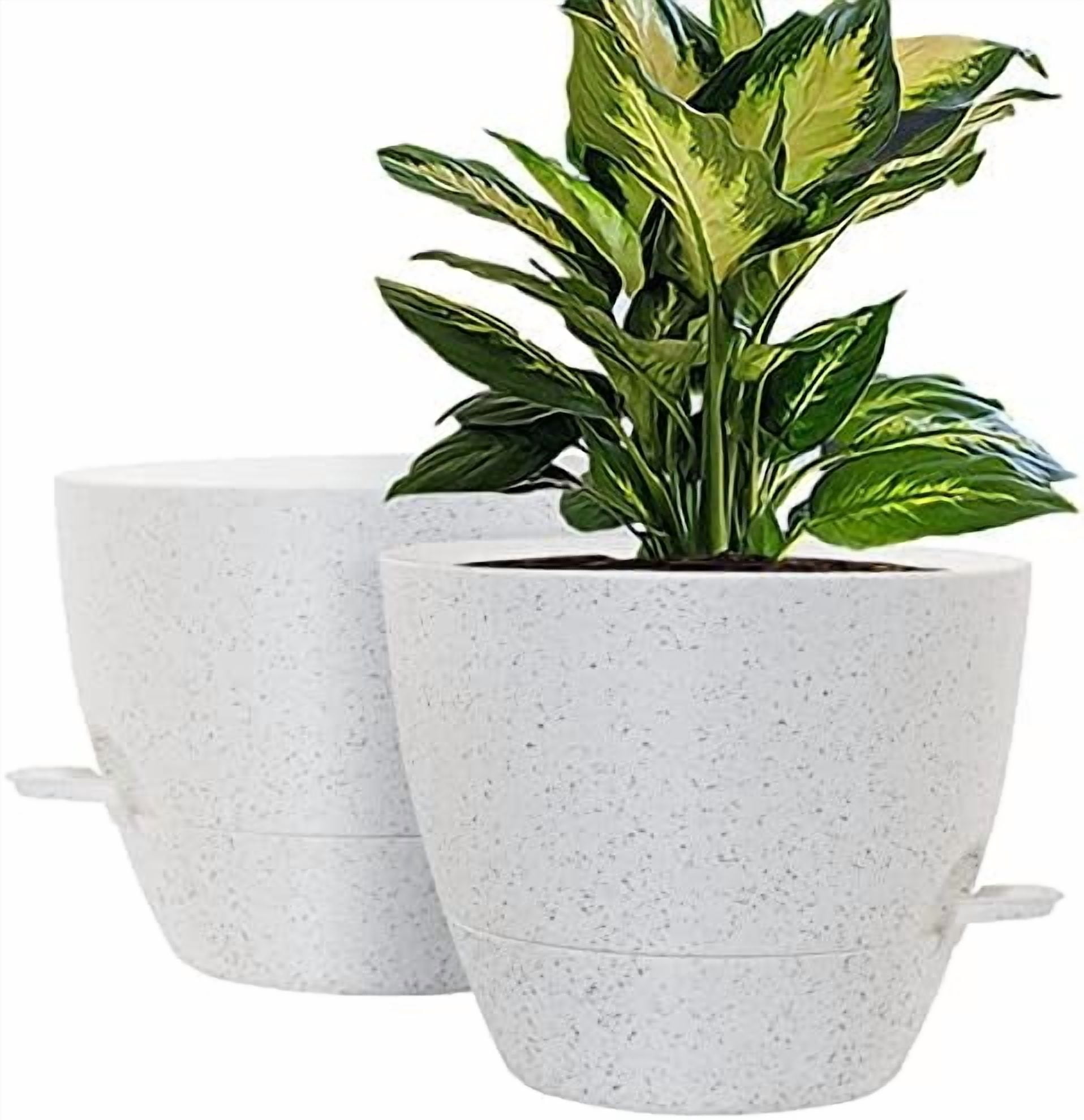 10 inch Self Watering Planters, 2 Pack Large Plastic Plant Pots with ...