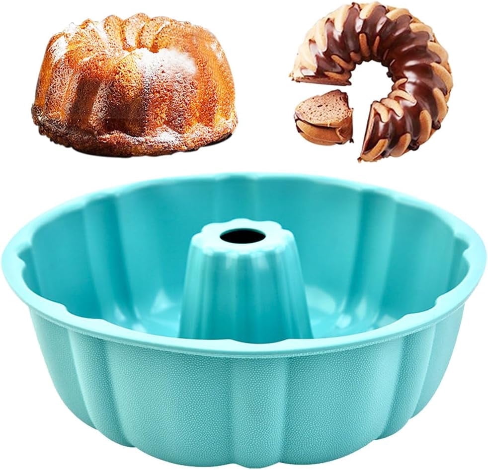 10 inch Silicone Bundt Cake Pan, Non-Stick Silicone Fluted Pans, ome ...