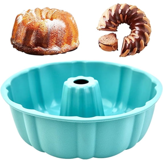 10 inch Silicone Bundt Cake Pan, Non-Stick Silicone Fluted Pans, ome ...