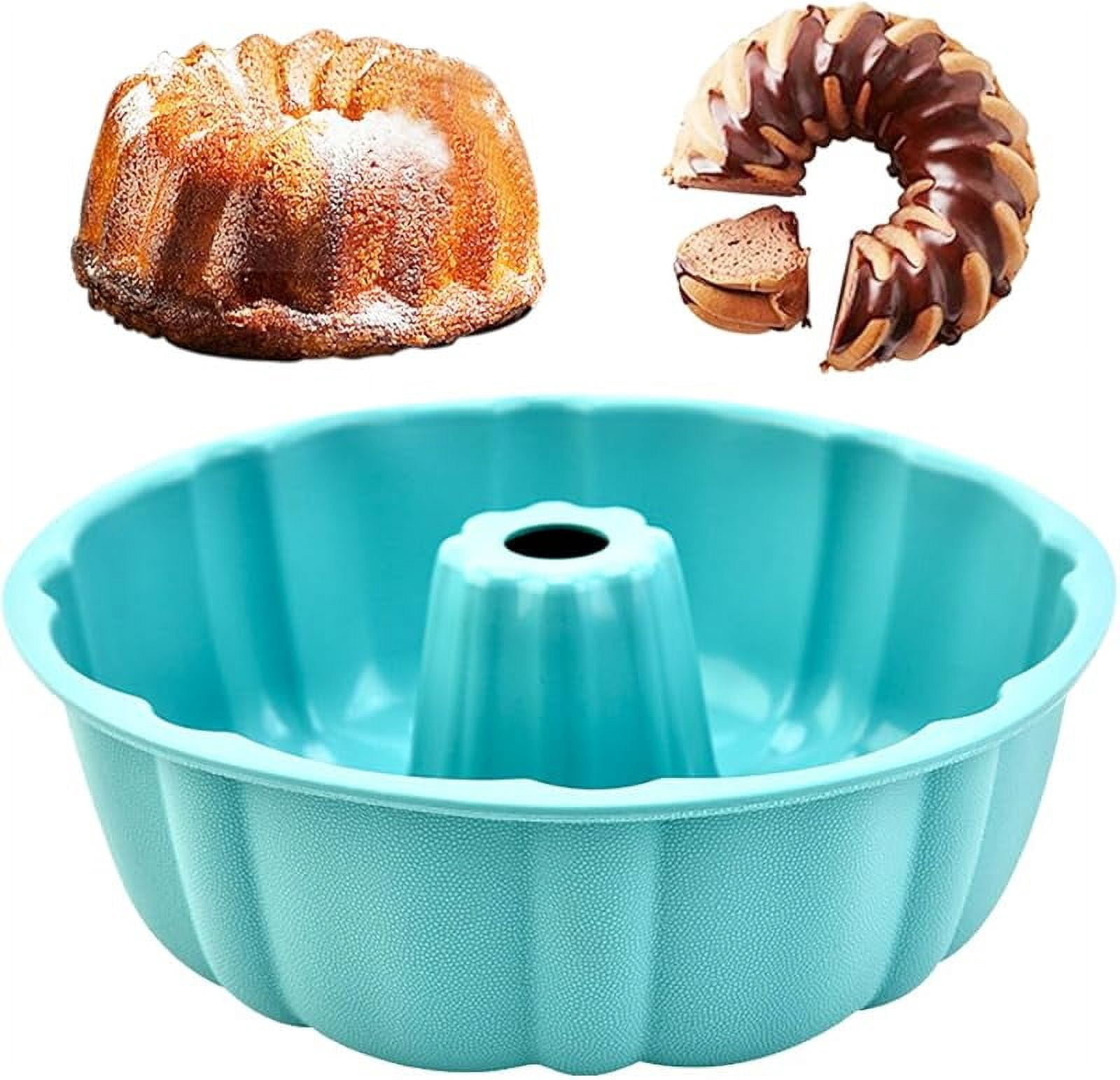10 inch Silicone Bundt Cake Pan, Non-Stick Silicone Fluted Pans, ome ...