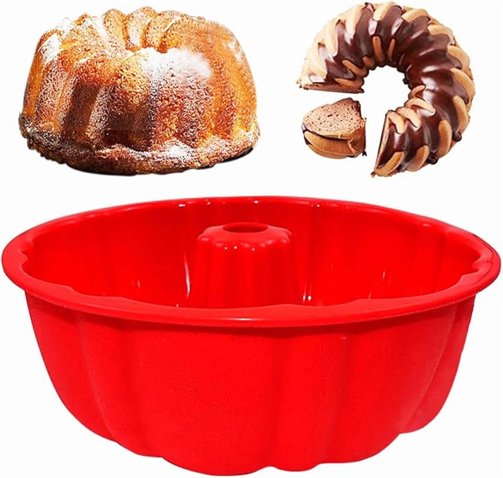 10 inch Silicone Bundt Cake Pan, Non-Stick Silicone Fluted Pans, ome ...