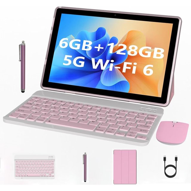 2 in 1 Tablet with Keyboard, 10 inch Android Tablet, 6GB RAM+128GB ROM+ ...