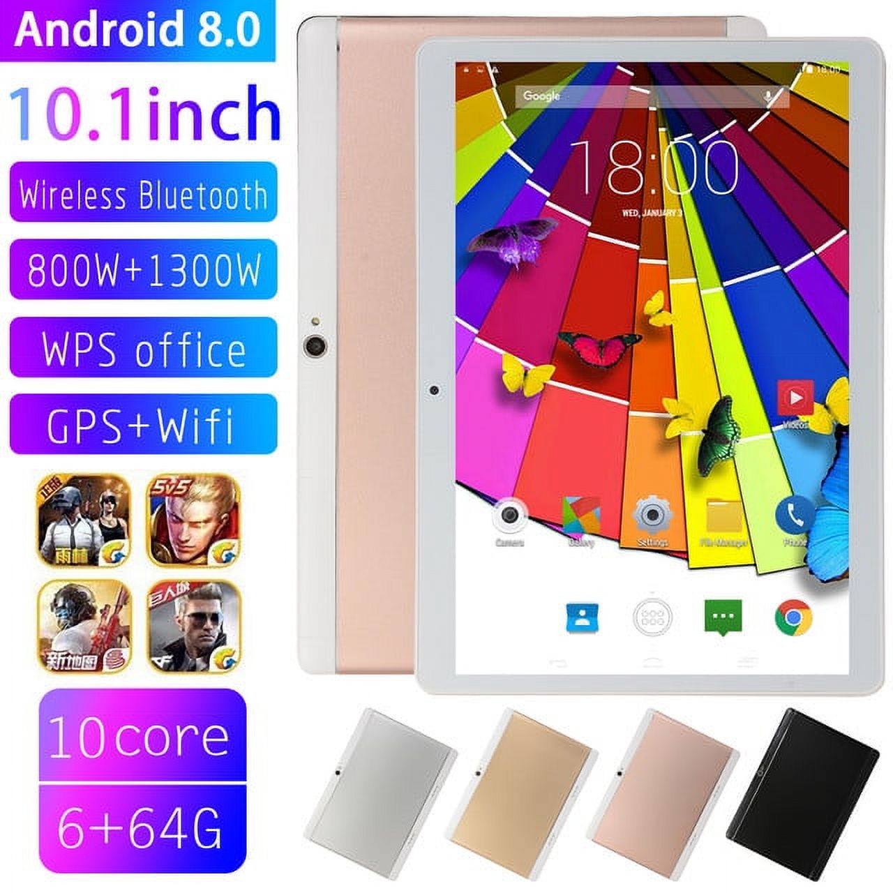 10" inch Wi-Fi Tablet PC 6GB+64GB Android 8.0 Dual SIM Dual Camera GPS ...