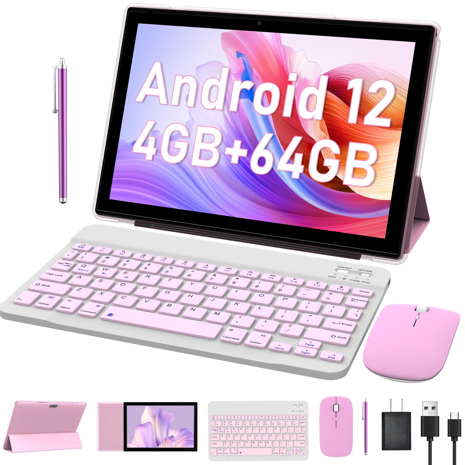 2024 Newest Tablets Android 12, 2 in 1 Tablet with Keyboard, 10 inch ...