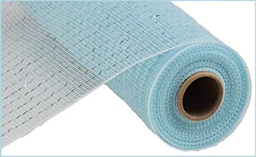 10 inch x 30 feet Deco Poly Mesh Ribbon (Light Blue, Light Blue Foil ...