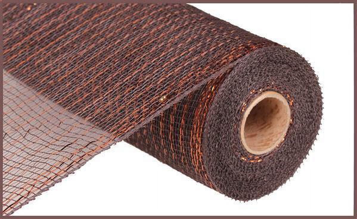 10 inch x 30 feet Deco Poly Mesh Ribbon - Metallic Chocolate Brown and ...