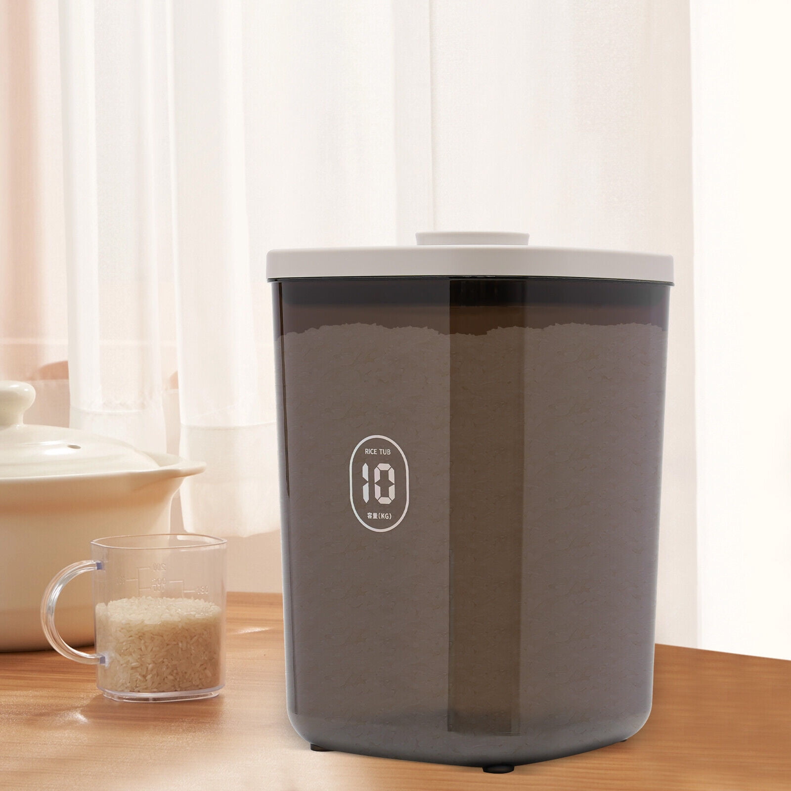 10 kg Kitchen Rice Dispenser Tabletop Sugar Container Storage Box With ...