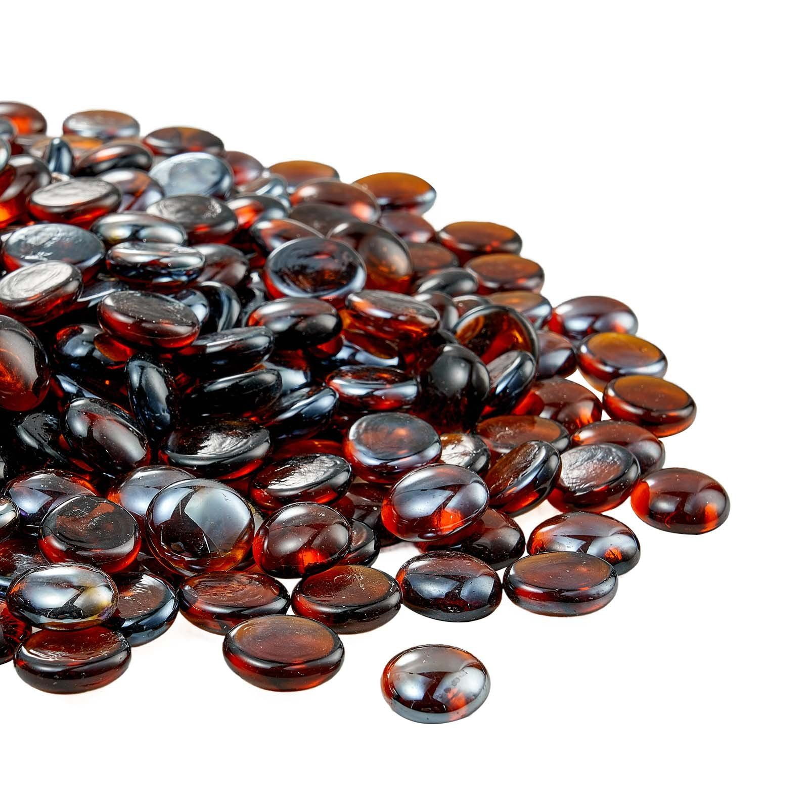10 lb Rich Amber 3/4 Inch Fire Glass Rocks - Fire Pit & Fireplace ...