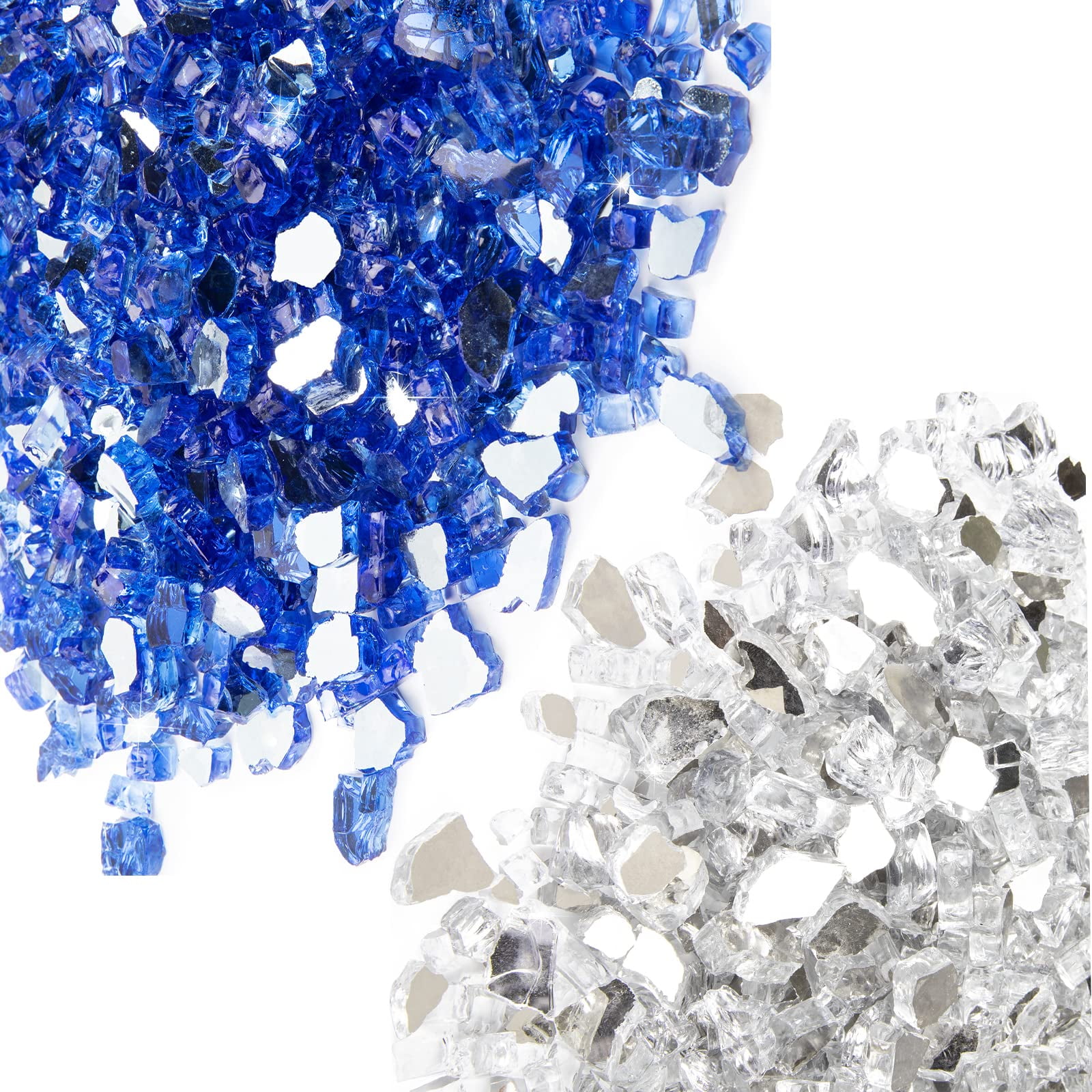 10 lbs 12" Cobalt Blue Fire Glass and 10 lbs 14" Clear Fire Pit Glass ...