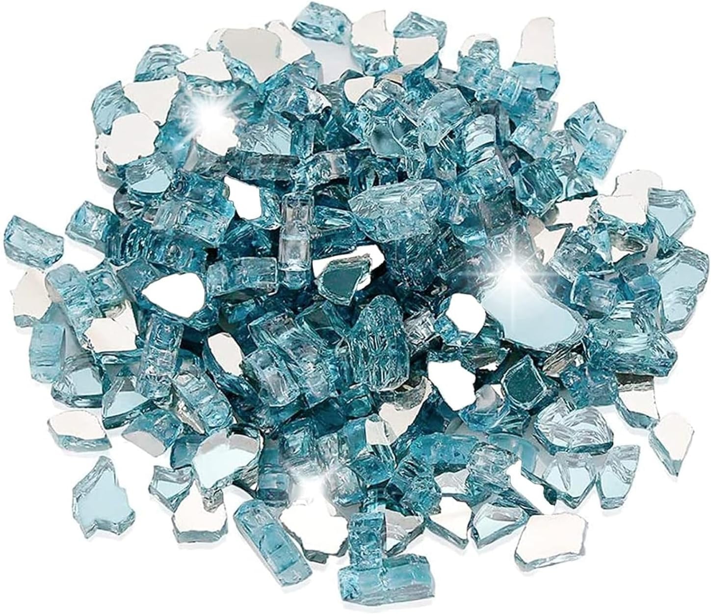 10 lbs Fire Glass, 1/2 Inch Aqua Blue Reflective Fire Glass for Propane ...