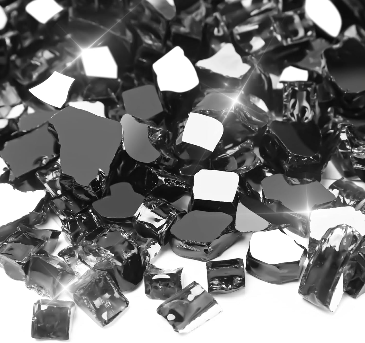 10 lbs Fire Glass, 1/2 Inch Black Reflective Fire Glass for Propane ...