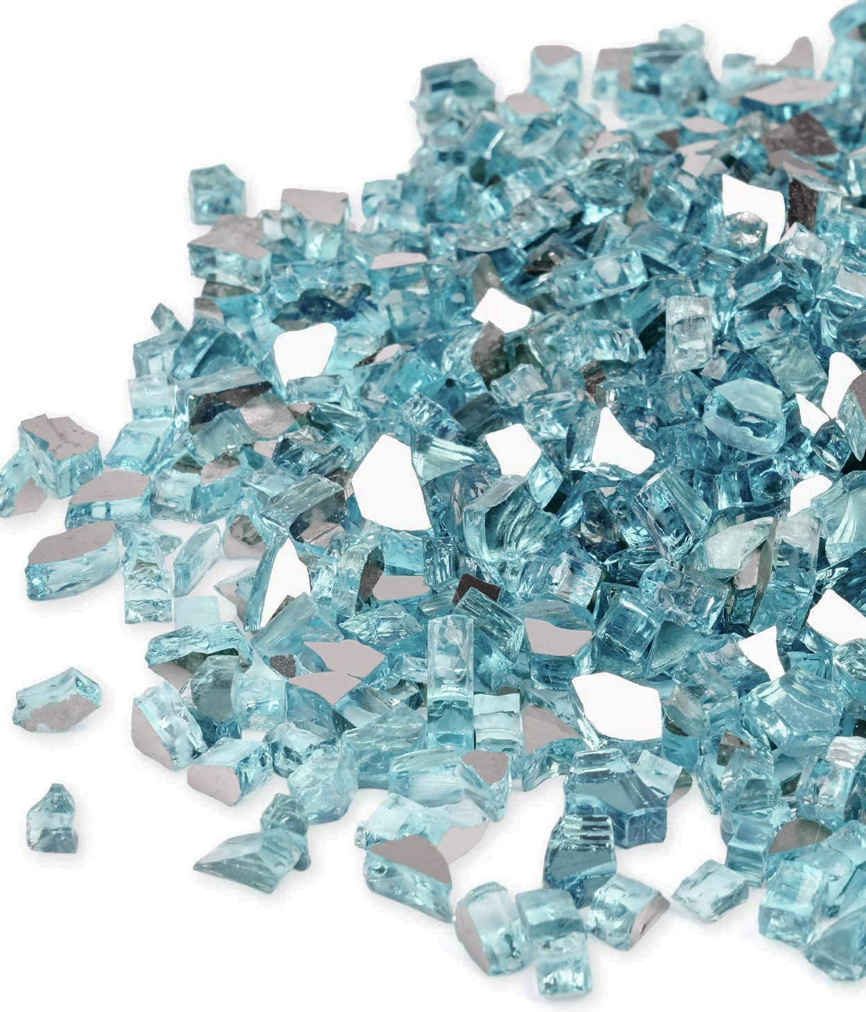 Gaspro 1/2" Caribbean Blue Reflective Fire Glass Rocks, 10 lb - Walmart.com