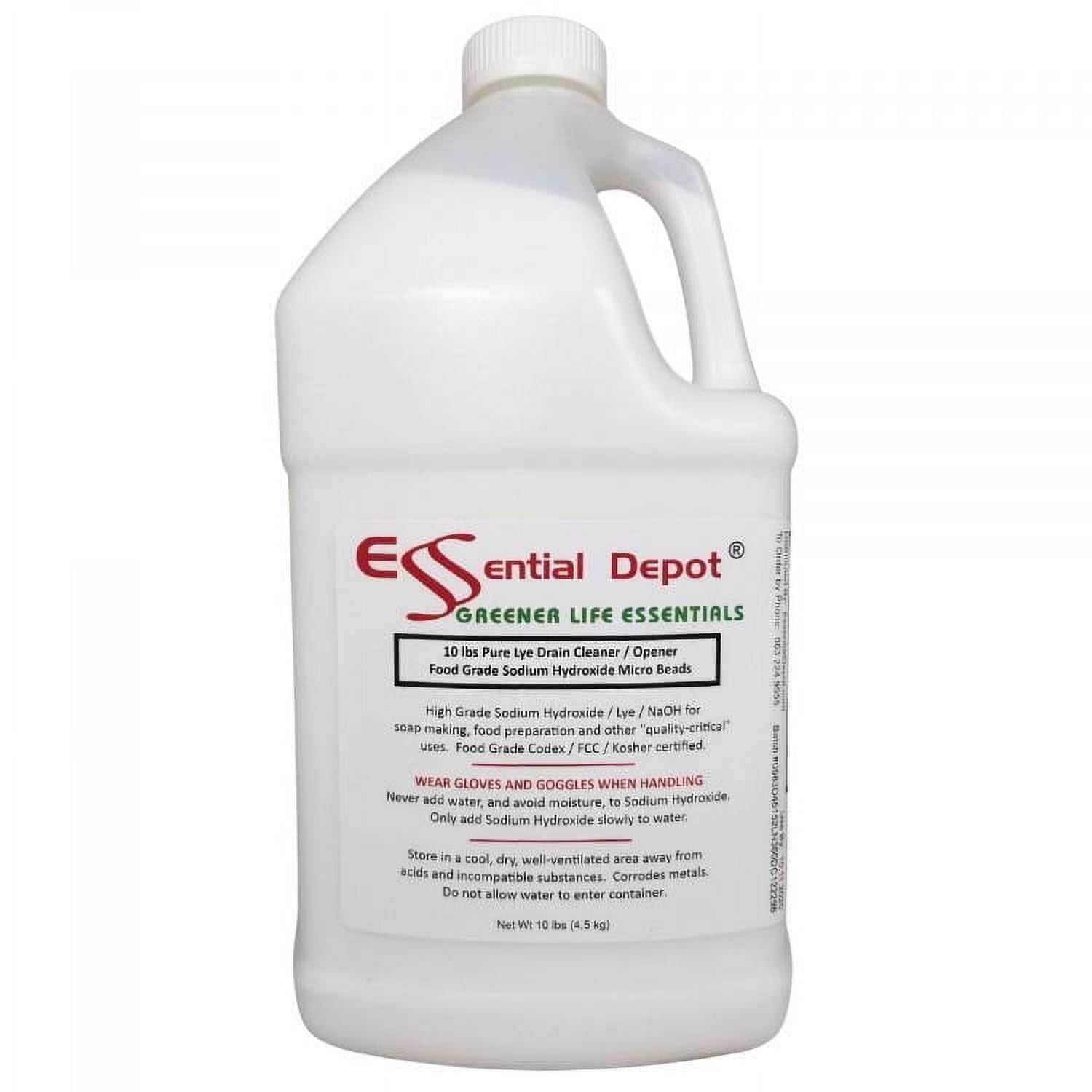 10 lbs Food Grade Sodium Hydroxide Lye Evenly-Sized Micro Pels Beads or ...