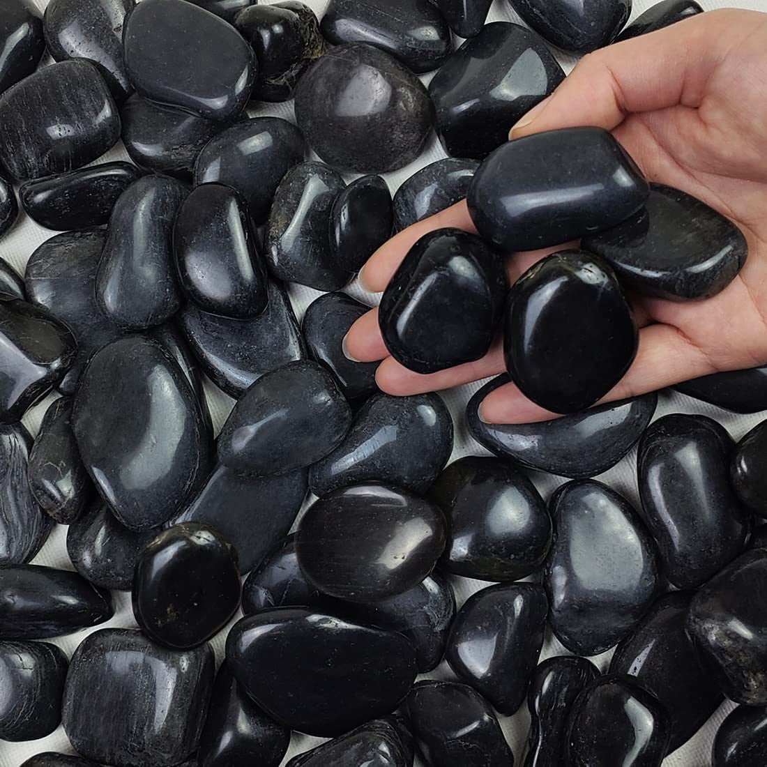 10 lbs Pebbles for Outdoor Landscaping, 1-2 inch Black River Rocks for ...