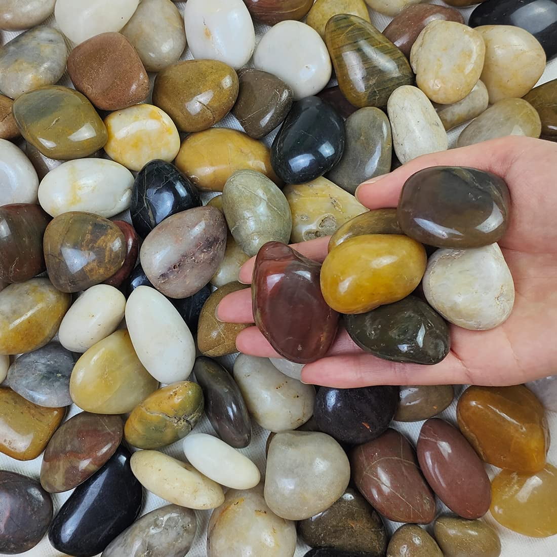 10 lbs Stones for Plants, 1-2 inch Polished Pebbles for Indoor Plants ...